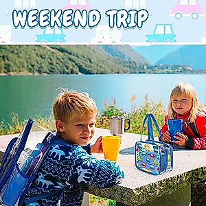 Eccliy Clear Backpack Stadium Approved Backpack 3 School Backpack for Girls Boys Christmas Clear Backpack Girls Boys Backpack (Blue, Car)