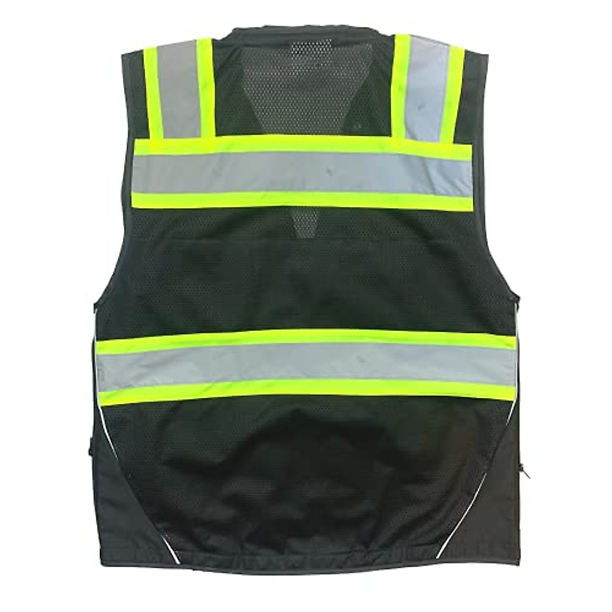 Vero1992 (C) Vest Mens Class 2 Black Series Safety Vest With Zipper and Utility Pockets Premium Black Series Surveyors Vest (L, Black)