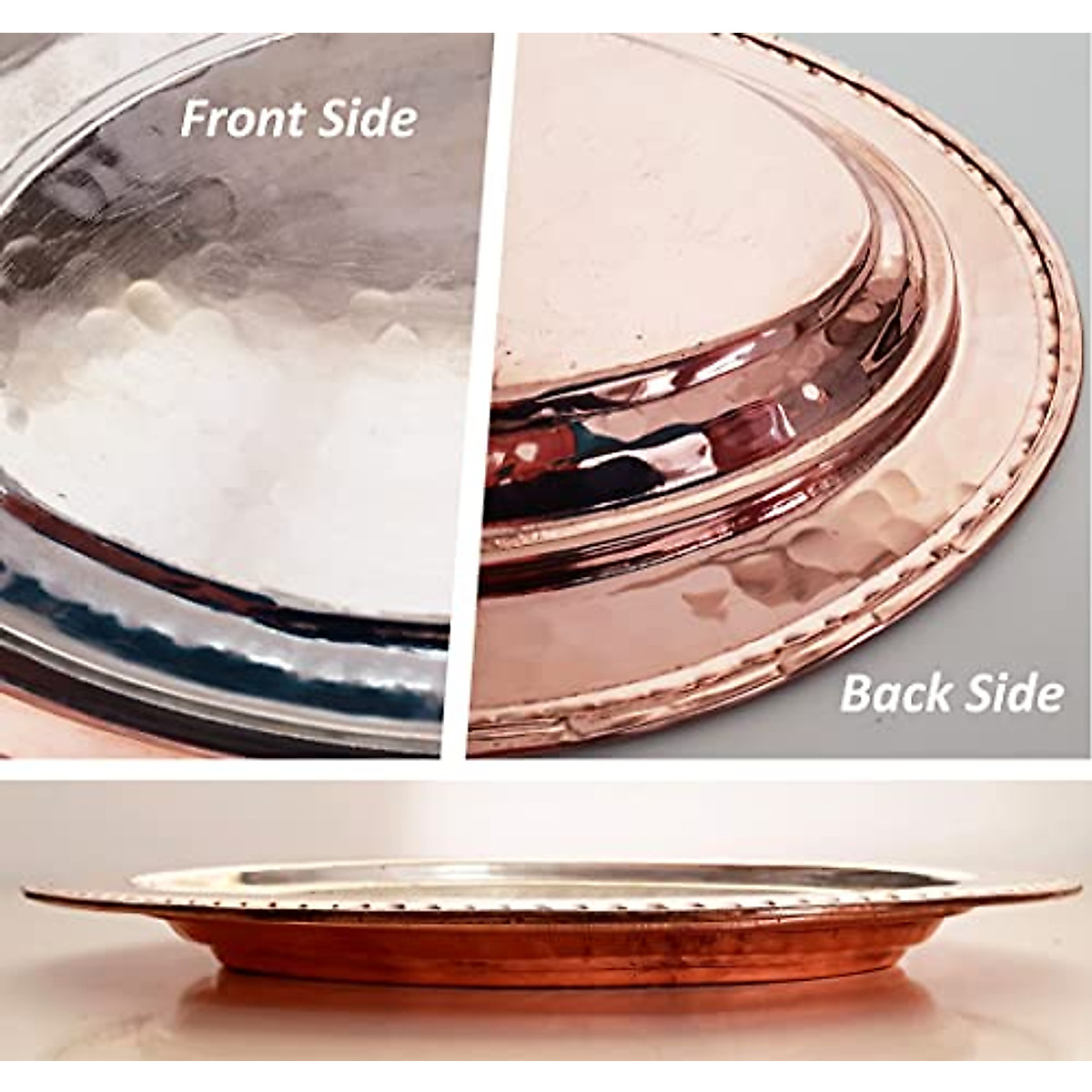DLK - Handmade Pure Copper Serving Plate - Iskender Kebab Plate - Turkish Kebab presentation - Oval Copper Plate 12 inch (31cm)