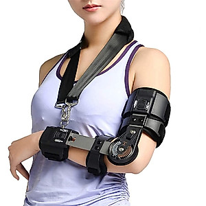 Hinged Elbow Brace, Hinged Support Sling Stablizer for Dislocated Arm, Adjustable Post OP Elbow Brace Stabilizer Splint Arm Injury Recovery Support After Surgery (Left)