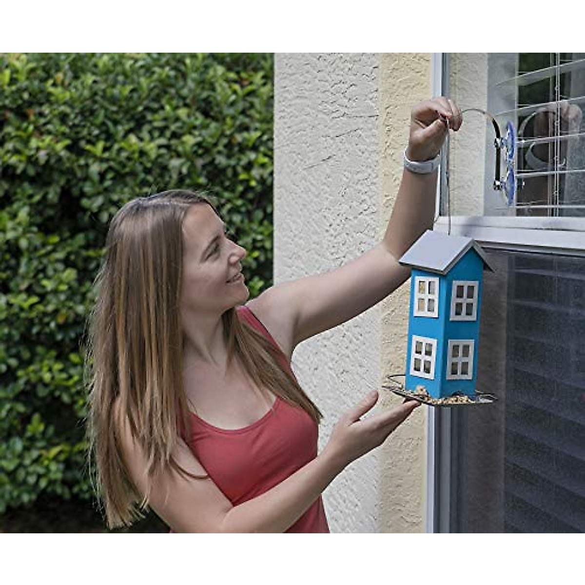 Spiral - 2-Pack Suction Cup Stainless Steel Hanger - Strong Heavy Duty for Garden, Kitchen and Bathroom, Hanging Bird Feeders, Plants, Wind Chimes, Wreath, Towel, Bathrobe and Loofah