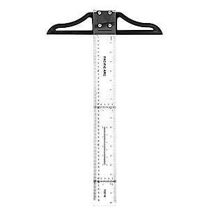 Pacific Arc 36 Inch T Square, Traditional Acrylic Graduated in Inch and Metric, Detachable Head