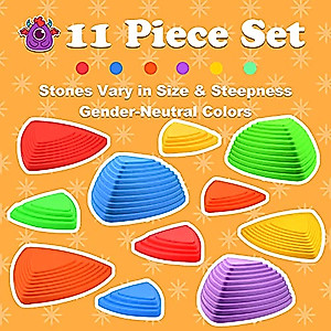 Gentle Monster Stepping Stones for Kids, Set of 11 Pcs for Balance with Non-Slip Bottom - Exercise Coordination and Stability