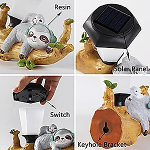 Solar Lights Outdoor Decorative Hedgehog Garden Statues,Garden Decor Patio Backyard Lawn Decorations Resin Animals Figurines,Best Gift Yard Art for Adults and Kids (Sloth)