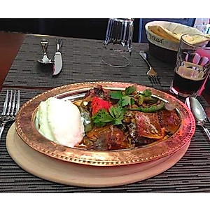 DLK - Handmade Pure Copper Serving Plate - Iskender Kebab Plate - Turkish Kebab presentation - Oval Copper Plate 12 inch (31cm)