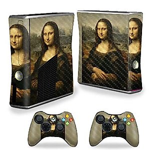 MightySkins Carbon Fiber Skin for Xbox 360 S Console - Mona Lisa | Protective, Durable Textured Carbon Fiber Finish | Easy to Apply, Remove, and Change Styles | Made in The USA