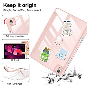 Supveco for iPad Air 5th/4th generation Case 2022/2020 with Pencil Holder,[Support Auto Sleep/Wake],Transparent Back and TPU Shockproof Frame Cover for iPad Air 10.9 inch/iPad pro 11 inch-Rose Gold