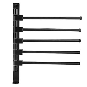 Toxz Swivel Towel Holder 5-Arm Swing Bar Wall Mount Rack Towel Hanger for Bathroom,Rustproof Waterproof Oxidized Alluminum Material(Ship from US!)