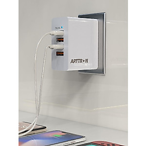 USB Wall Charger,Arttron 30W 4-Port USB Wall Charger Adapter,USB Charging Stations Lightweight Design,Foldable Wall Plug Multiport Charger for iPhone iPad Tablets Smartphones, Home Office Use