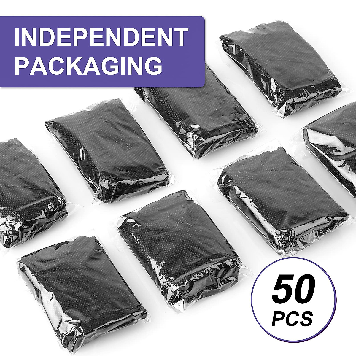 JUNFAN 50 Pack Womens Disposable Vacation Bra Strapless Underwear Individually Wrapped General Size for Beauty Salon, SPA, Spray Tanning Black