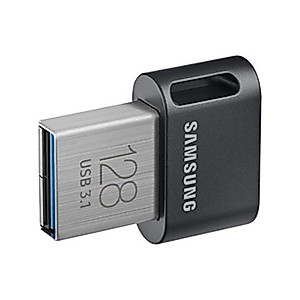 SAMSUNG FIT Plus 3.1 USB Flash Drive, 128GB, 400MB/s, Plug In and Stay, Storage Expansion for Laptop, Tablet, Smart TV, Car Audio System, Gaming Console, MUF-128AB/AM,Gunmetal Gray