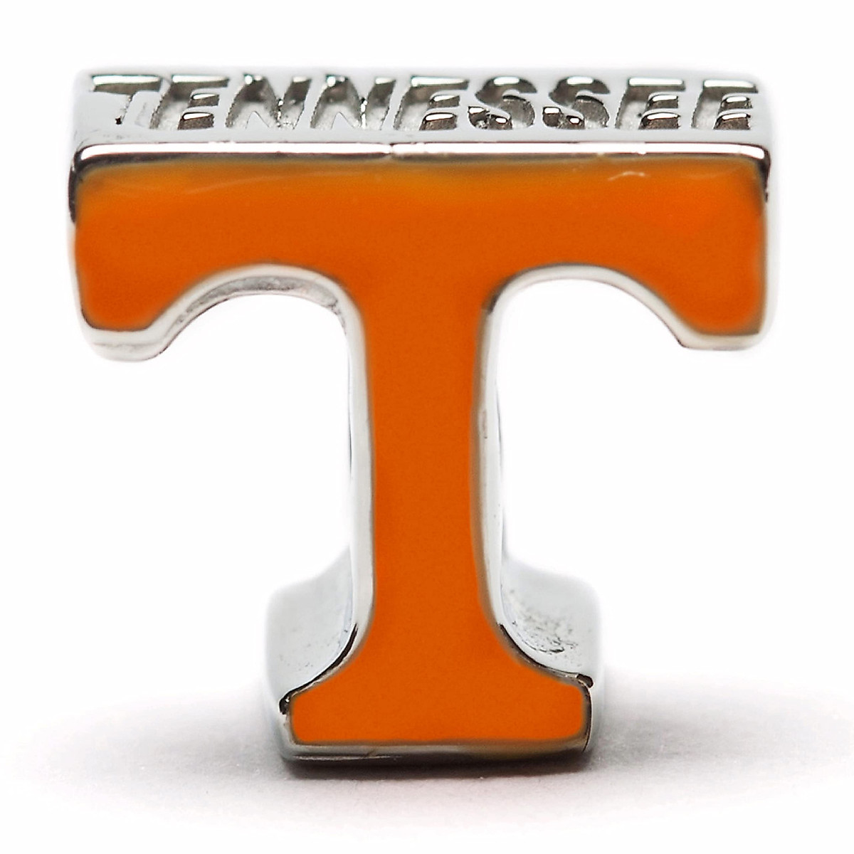 University of Tennessee Charm for Charm Bracelets - Tennessee Orange Power T Bead - Hypoallergenic Stainless Steel Charms - Tennessee Vols Gifts for Her