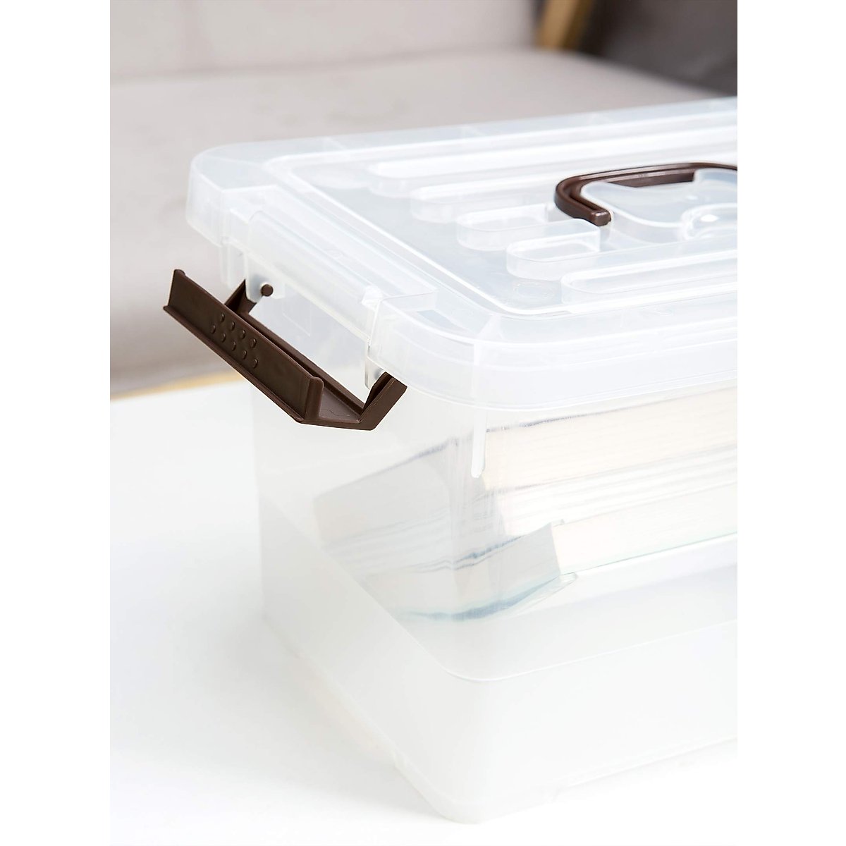 YYXB 4 Pack-Plastic Storage Bins with Lids and Handle, Clear Plastic Latching Box for Storage, Stackable Storage Containers for Organizing, Multi-Purpose, 6 Quart