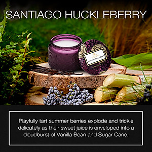 Voluspa Santiago Huckleberry, Petite Candle Jar, 3.2 Ounce, 25 Hour Burn Time, All Natural Wicks and Coconut Wax for Clean Burning, Vegan, Poured in the USA
