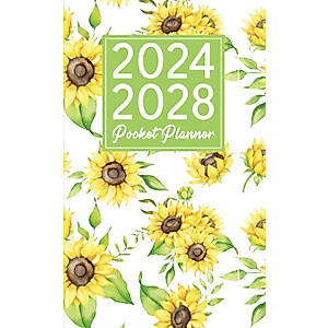 2024-2028 pocket planner: 5 year Pocket Calendar January 2024 to December 2028 | Sunflowers