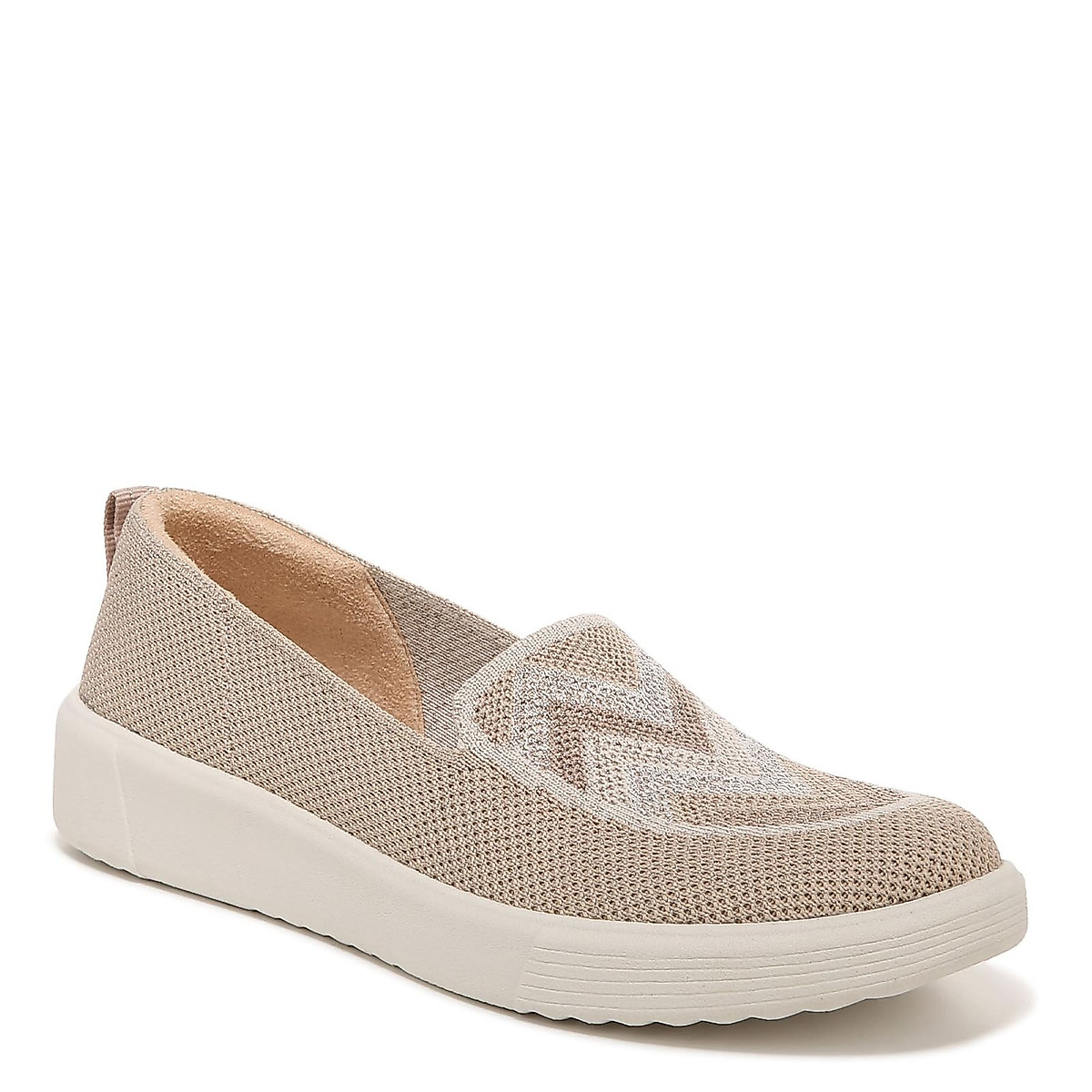 BZees Womens March On Moc Slip-on Loafer, Hazelnut Chevron Knit, 7 US