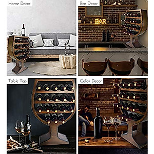 CoTa Global Wine Glass Shaped Wall Mounted Wine Rack - 18 Bottles Freestanding Wooden Wine Holder, Hanging Bottle Rack or Floor Stand, Rustic Wine Storage Shelf Organizer for Wine Bar & Home Décor