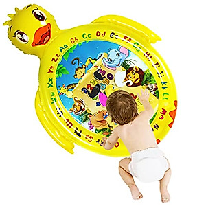 SUNSHINE-MALL Duck Baby Water mat, Tummy Baby Toys, Inflatable Play Mat Water Cushion Baby Toys, Fun Early Development Activity Play Center for Newborn (91 x 71 cm)