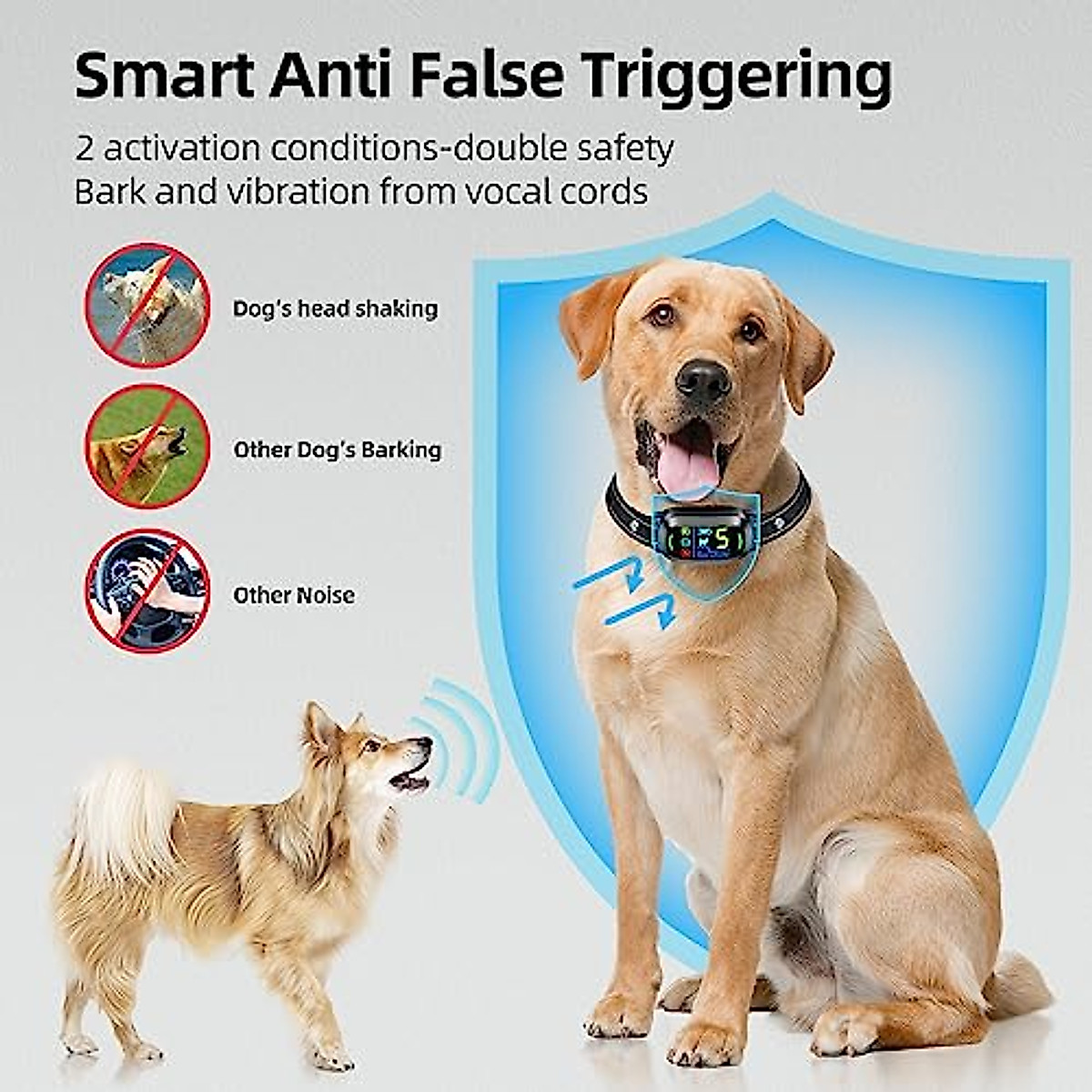 Dog Bark Collar, FAFAFROG Rechargeable Smart Barking Collar, Anti Bark Training Collar with 5 Adjustable Sensitivity Beep Vibration Shock, Bark Shock Collar for Large Medium Small Dogs (Black)