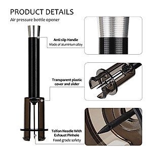 Wine Air Pressure Pump Opener Set, Tirrinia Wine Bottle Cork Remover Accessory Tool Kit with Wine Saver, 2 Vacuum Stoppers, Wine Pourer and Foil Cutter, Perfect Wine Lover Gifts, Silver