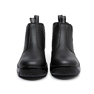 DRKA Men's Steel Toe Work Boots - Slip-Resistant, Waterproof, and Anti-Puncture Safety Shoes for Working（DR2201-BLK-41