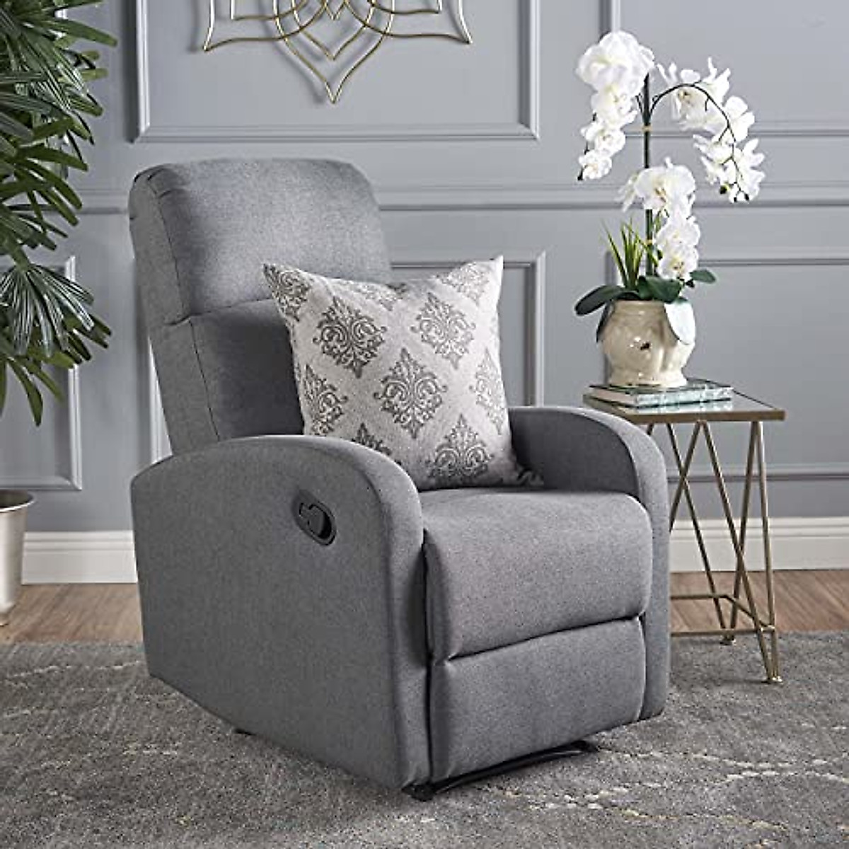 Christopher Knight Home Gaius Classic Fabric Recliner, Charcoal / Black