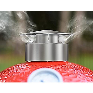 Skyflame Stainless Steel Grill Vented Chimney Top Cap Compatible with Kamado Joe Classic & Pit Boss Charcoal Grill