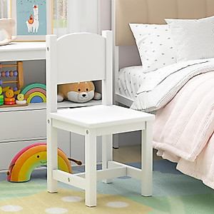 Timy Toddler Wooden Chair Pair, Kids Furniture for Eating, Reading, Playing 2 Pack (White)