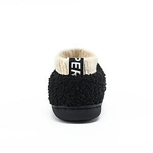 KDZPW Toddler Boys Girls House Slippers Indoor Smile Face Funny Plush Home Shoes Warm Socks for Kids Black 170