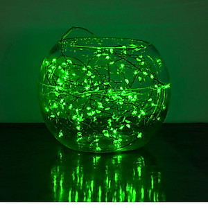 Solar Powered String Lights, 100 LED Copper Wire Lights, Waterproof Starry String Lights, Indoor/Outdoor Solar Decoration Lights For Gardens, Patios, Homes, Parties: 20 ft, Green