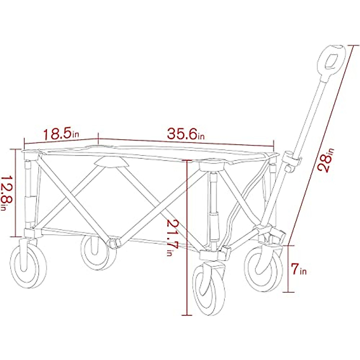 Portal Collapsible Folding Wagon, Push Pull Foldable Beach Wagon Cart with All-Terrain Wheels, Heavy Duty Utility Grocery Wagon for Outdoor Camping Garden Sport Shopping, Holds 225 lbs, Grey/Orange