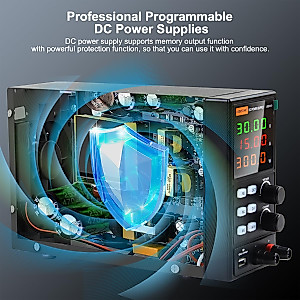 GALOOK DC Power Supply Variable, Bench Power Supply with 3 Memory Storage, Encoder Knob, 4-Digit LED Display, USB Interface Programmable Adjustable Switching Regulated Variable Power Supply(30V 10A)