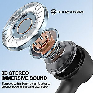 Elnicec Wireless Earbuds Bluetooth Headphones 30Hrs Playtime 3D Stereo in-Ear Ear Buds with USB C Charging Case IPX8 Waterproof Earphones with Mic for iPhone/Android Phone TV Laptop Sports Workout