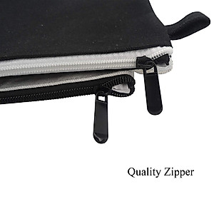 Enyuwlcm 16oz Canvas Zipper Bag Small Makeup Pouch Flat Pencil Pouch 2 Pack Black and White