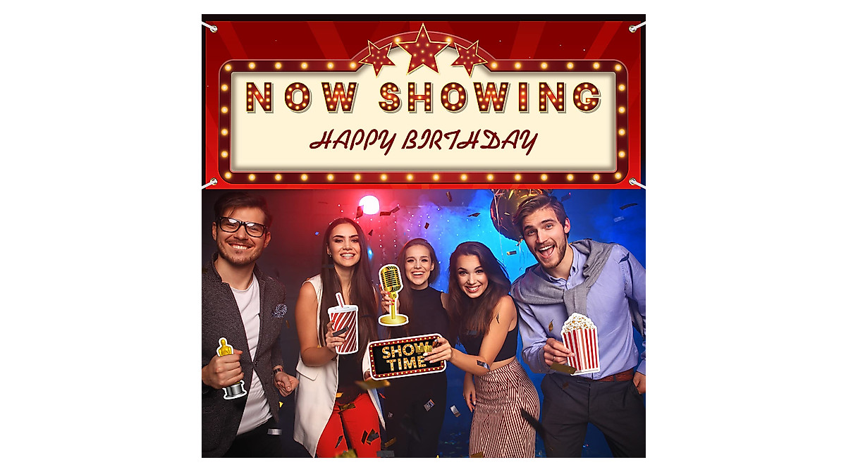 Movie Night Party Decorations Bundle with Red Carpet & Backdrop