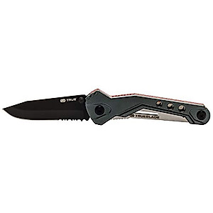 TRUE TRUEBLADE Lightweight Everyday Pocket Knife | Super Sharp Black Oxidized Stainless Steel Partially Serrated Pocket Knife