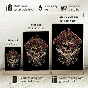 Lantern Press 6x9 Inch Wood Sign, Ready to Hang Wall Decor, Key West, Florida, Distressed Skull Pirate
