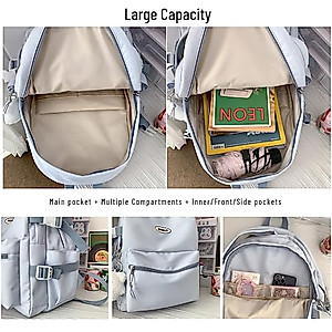 eaonitu Kawaii Backpack with Cute Plush Pendant Aesthetic Casual Travel Work Backpack 36 to 55L (Black)