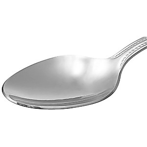 Amazon Basics Stainless Steel Dinner Spoons with Pearled Edge, Set of 12, Silver