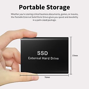 2TB External Hard Drive SSD，Portable External Solid State Drive 2TB-Reading Speeds up to 500Mb/s，USB 3.1 Type C SSD Compatible with Desktops,Laptops,PC, XS Windows