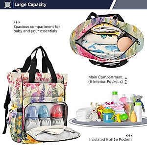 xigua Flowers and Butterfly Diaper Bag Backpack Multi Function Baby Changing Bags Waterproof Large Capacity Travel Back Pack for Mom Dad