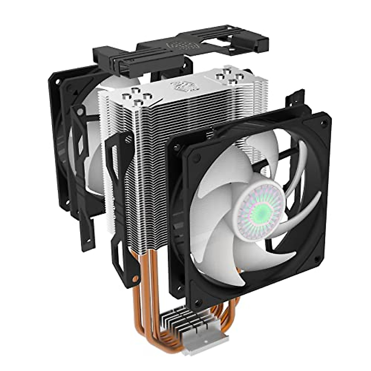 Cooler Master Hyper 212 LED Turbo ARGB CPU Air Cooler - Jet Black Aluminium Finish, 4 Continuous Direct Contact Heat Pipes with Fins, Dual SickleFlow 120 ARGB Fans, ARGB LED Controller - ARGB