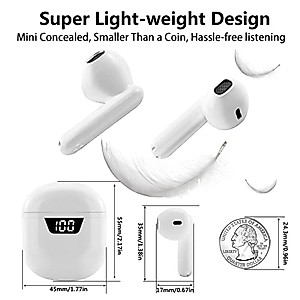 Wireless Earbuds Bluetooth 5.0 Headphones,3D Stereo Air Buds Ear Bud Built-in Mic Deep Bass Touch Control Sport Earphones Open Lid Auto Pairing for Apple iPhone/Android/Samsung (White)