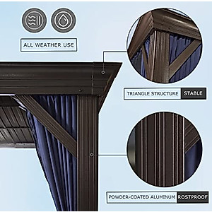 PURPLE LEAF 12' X 20' Hardtop Gazebo Pavilion for Outdoor with Netting and Curtains Deck Backyard Heavy Duty Sunshade Large Metal Patio Permanent Canopy