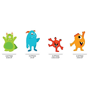 Big Dot of Happiness Monster Bash - DIY Shaped Little Monster Birthday Party or Baby Shower Cut-Outs - 24 Count