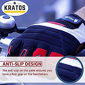 Kratos Anti-Slip Cycling Gloves for Men and Women, Touchscreen Breathable Bicycle Gloves| Mountain Bike Gloves for BMX ATV MTB Riding, Road Racing, Bicycle, Boating.