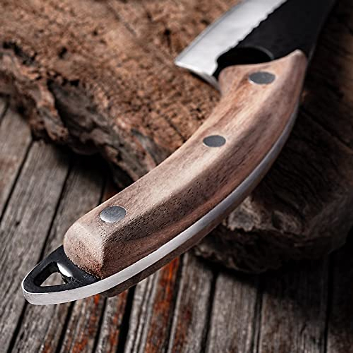 OYEZI Viking Knives Forged Butcher Knife 6'' High Clad Steel Boning Hunting Camping Tool Handmade Meat Cleaver with Leather Cover