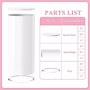 Wokceer 3Pcs Round Cylinder Pedestal Stands for Party, Large Cylinder Tables for Parties Pedestal Display Plinth Pillars Dessert Table for Wedding Party Art Decor 15.7*35.4"(L),14.2*29.5"(M),13*23.6"(S)