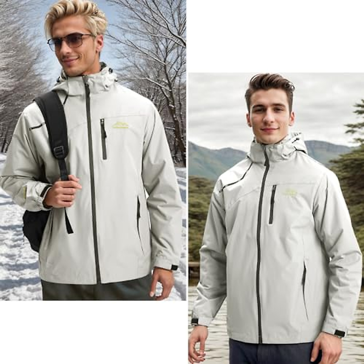 HVECZIXP Men's Women's Waterproof Lightweight Rain Jacket With Hood Zipper Trench Outdoor Windproof Jacket For Hiking Travel