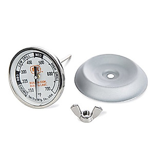 PK Grills Tel-Tru BBQ Grill Thermometer Outdoor Grilling Temperature Gauge Kit, Includes Charcoal/Smoker Thermometer Probe, Wing Nut, and Silver Flashing, PK99085